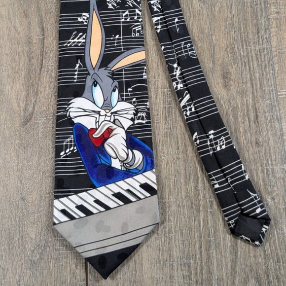 Warner Bros. | Accessories | Vintage 9s Looney Tunes Mania Tie Black ...